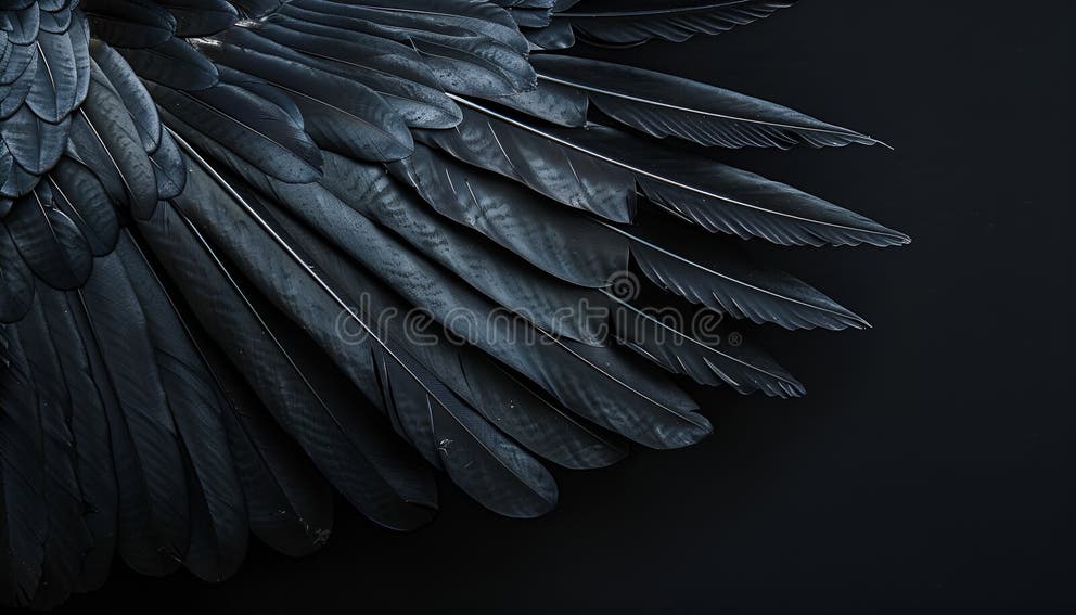 Raven Wing on Black Background Stock Photo - Image of animal, vintage ...