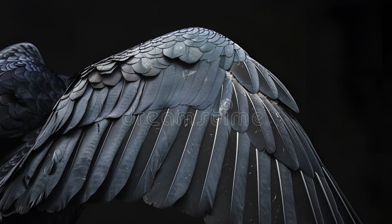 Raven Wing on Black Background Stock Image - Image of gray, beautiful ...