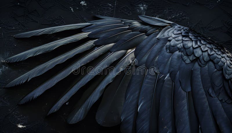 Raven Wing on Black Background Stock Photo - Image of fashion, feather ...