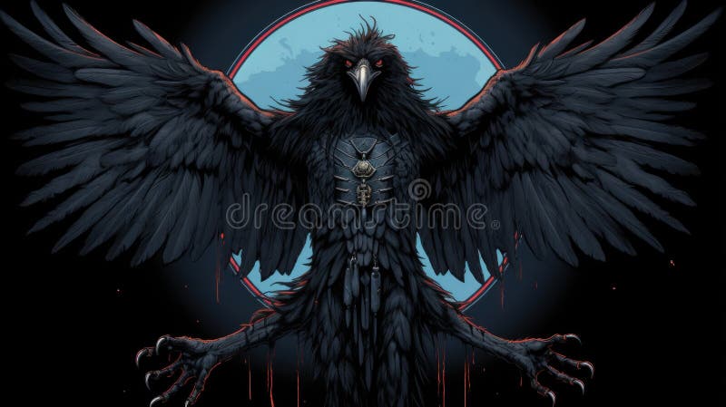 The Raven with Wings Spread, AI Stock Illustration - Illustration of ...