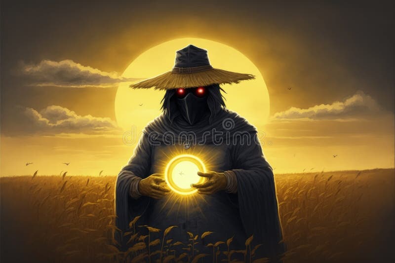 Raven Wizard Casting Enchantment in the Enigmatic Meadow during Solar ...