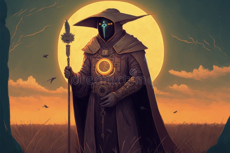 Raven Wizard Casting Enchantment in the Enigmatic Meadow during Solar ...