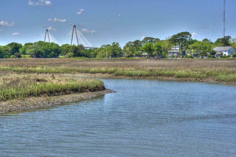 Ravenal Bridge in Charleston, SC Stock Image - Image of water, southern ...