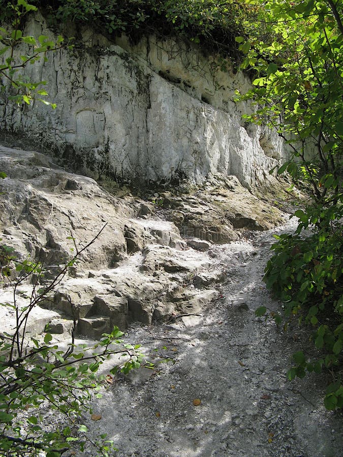 Ravine in the chalk rock stock image. Image of falls - 187431101