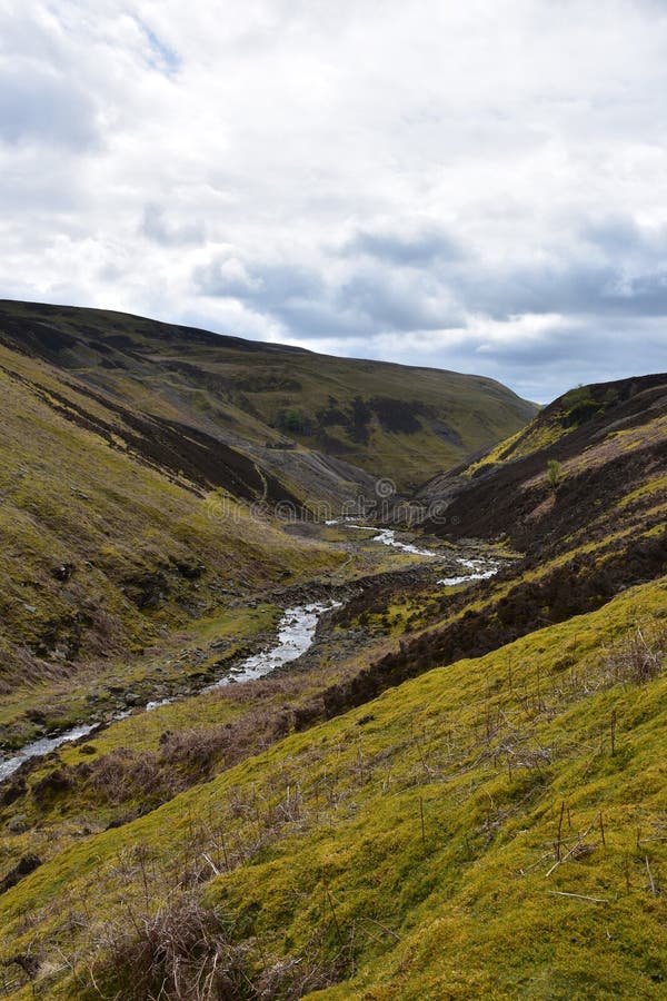 Ravine with a Creek Winding through the Mountains Stock Image - Image ...