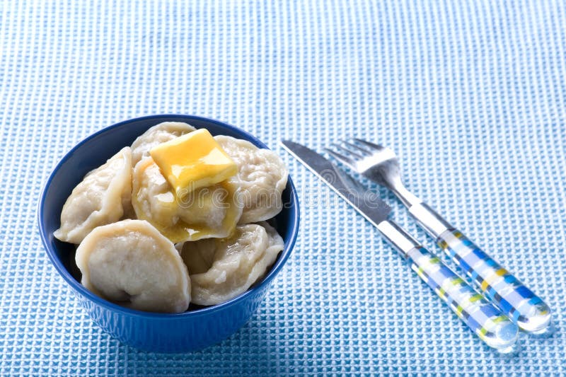 Ravioli on blue stock image. Image of meal, plate, cuisine - 20253061