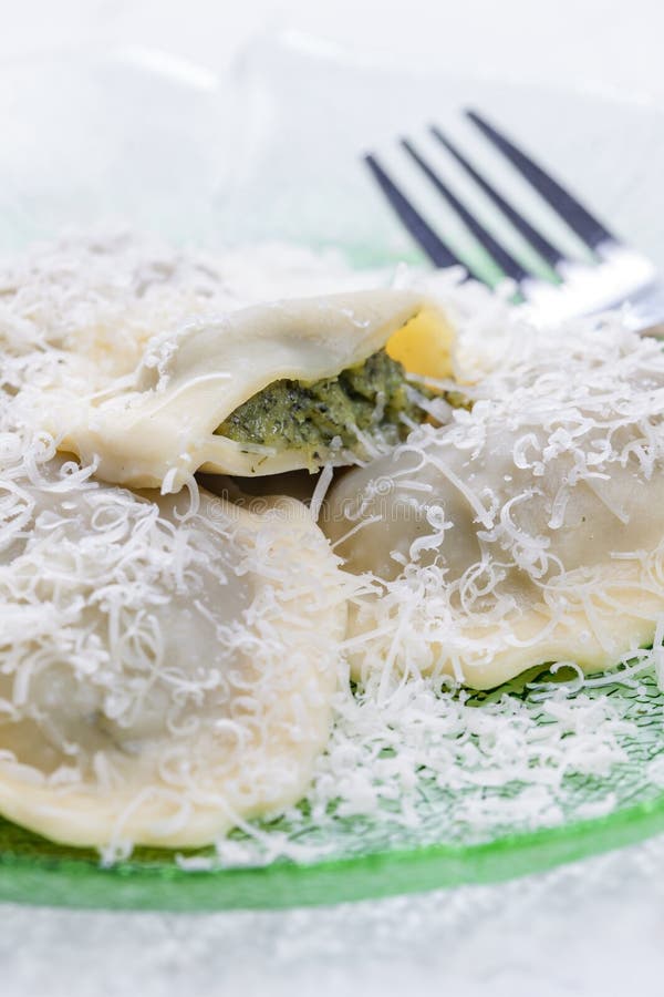 Ravioli Filled with Spinach and Ricotta Stock Photo - Image of semolina ...