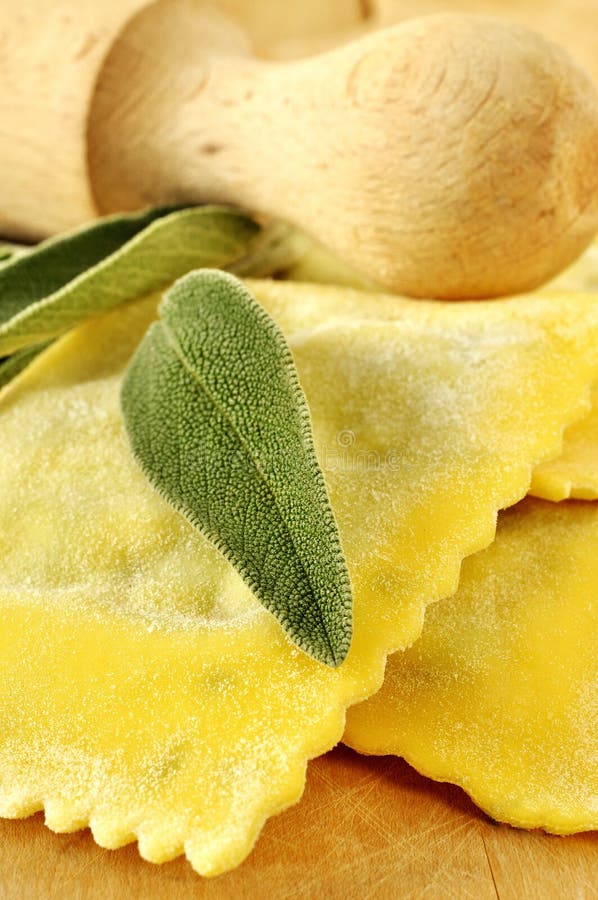 Ravioli, Italian Egg Pasta, Closeup Stock Image - Image of heap, board ...