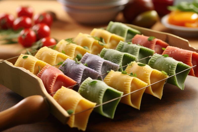 Ravioli Mold Filled with Flavored Filling Stock Photo - Image of meal ...