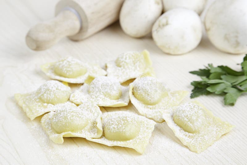 Ravioli with mushrooms stock photo. Image of flat, roman - 28763926