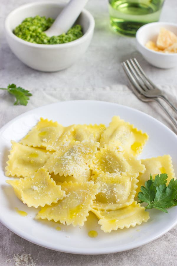 Ravioli with Parmesan Cheese Stock Image - Image of dinner, brunch ...