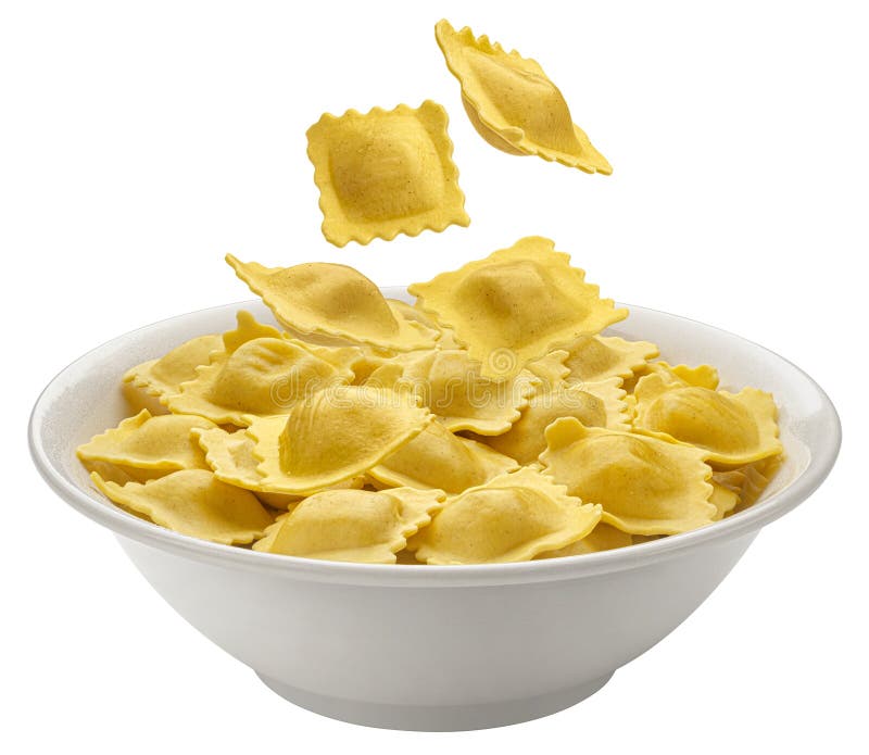 Raw Tortellini Falling White Plate Isolated Stock Photos - Free ...