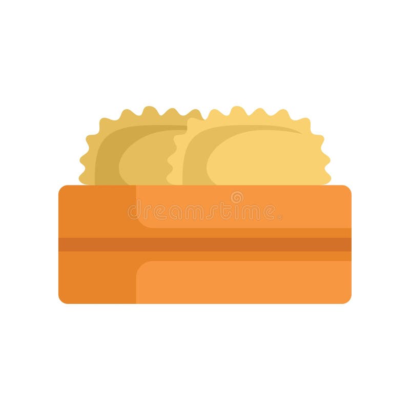 Ravioli Pasta in Wooden Box Packaging Flat Icon Design Stock Vector ...