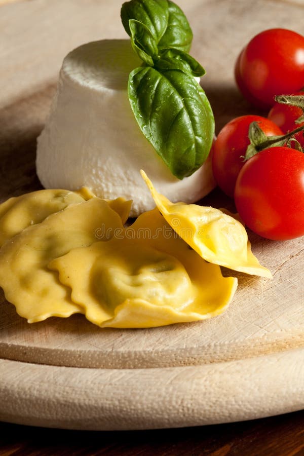 Ravioli with Ricotta and Tomatoes Stock Image - Image of white, rustic ...