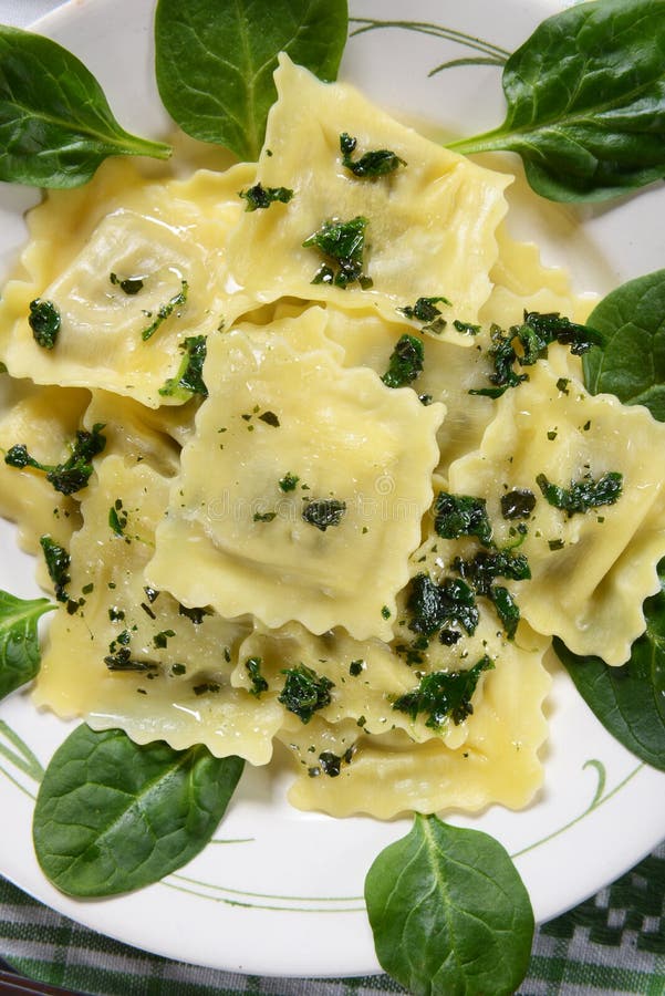 Ravioli with spinach stock photo. Image of homemade, penne - 68085410