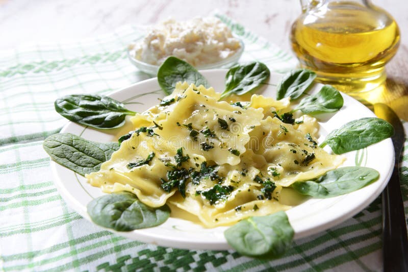 Ravioli with spinach stock photo. Image of herb, making - 68085616