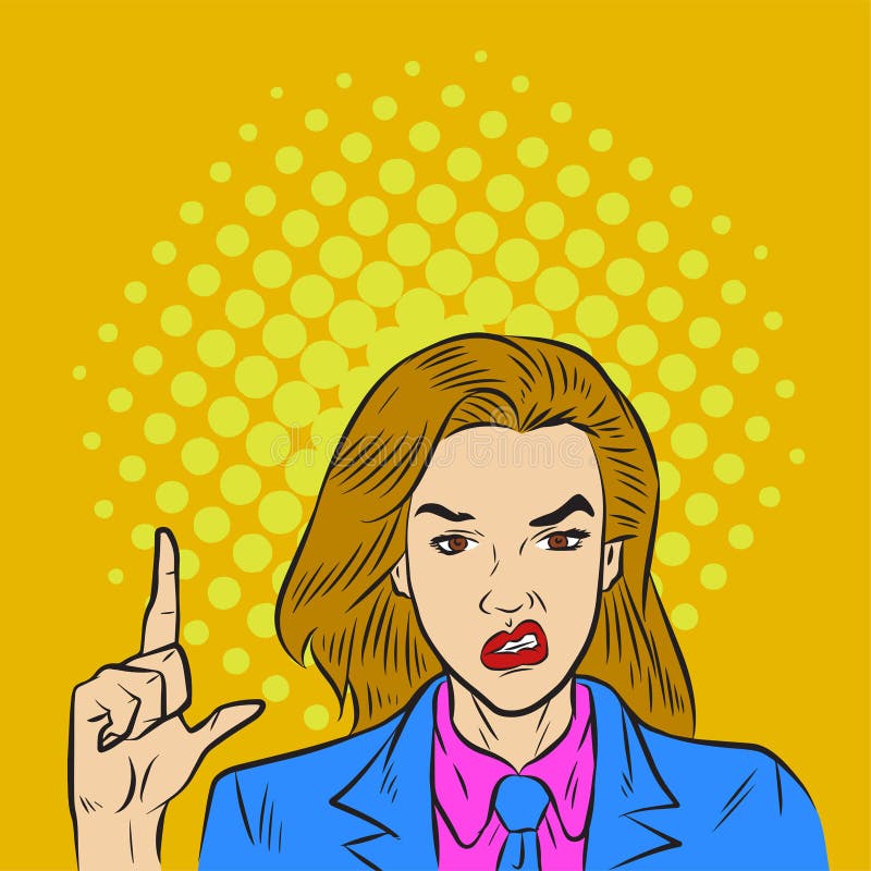Illustration of a Business Woman in Angry Face Expression Pointing ...