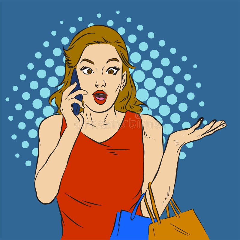 Illustration of a Pretty Young Female Model in Pose Doing Phone Call on ...