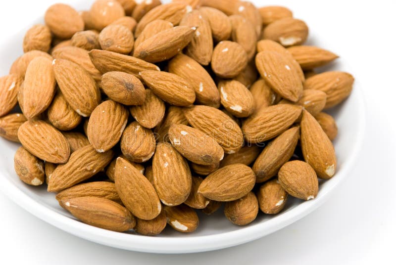 Raw Almonds - Isolated On White Stock Image - Image of macrobiotic ...