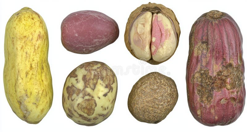 Raw Almonds Presented from a Unique Viewpoint on a White Background ...