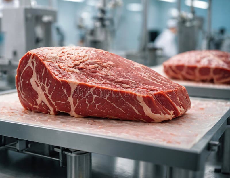 Raw Artificial Meat Cuts on a Table in a Modern Meat Processing Science ...