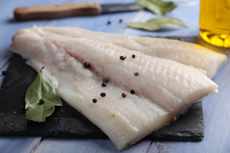 Raw halibut fillet stock image. Image of herb, atlantic - 177000959