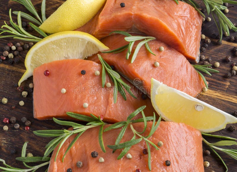 Raw Atlantic salmon fillet stock image. Image of fish - 199584659
