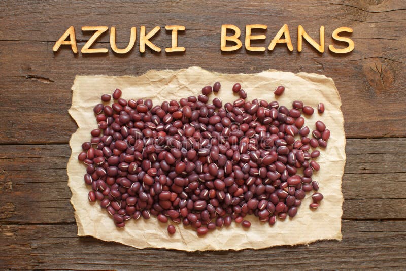 Raw Azuki Beans with Wooden Word Stock Photo - Image of vegan, healthy ...