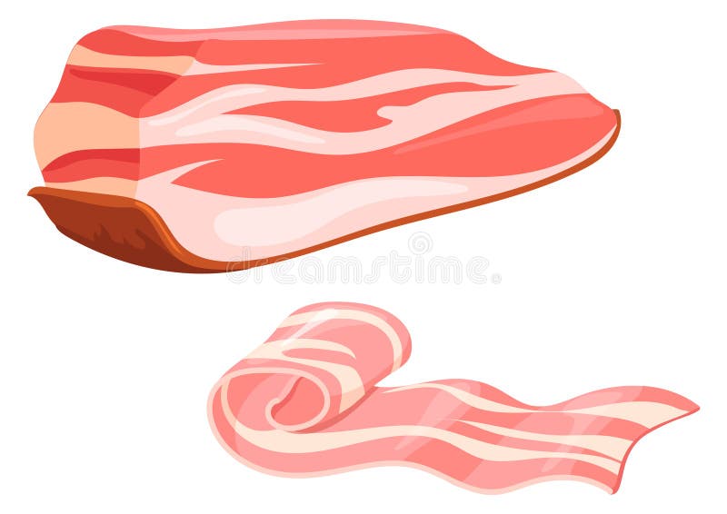 Raw Bacon Cutted Meat Piece Cartoon Icon Stock Vector - Illustration of ...
