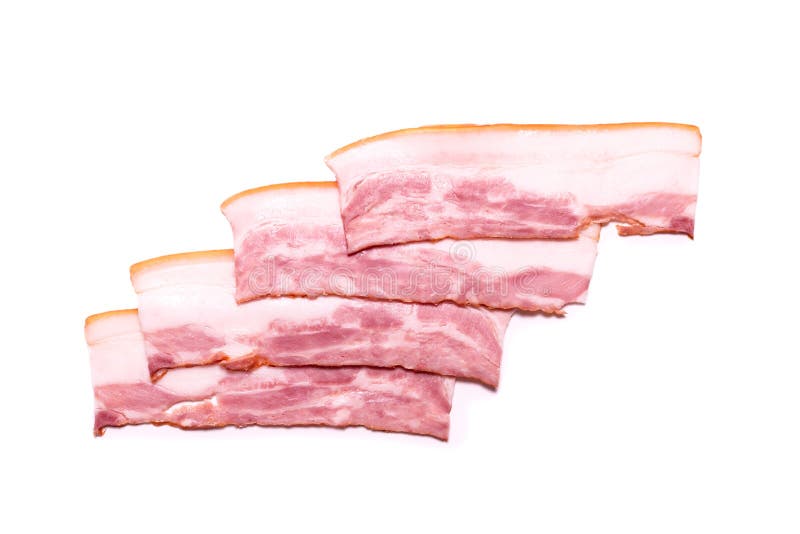 Raw Bacon Slices Isolated on a White Background Stock Photo - Image of ...