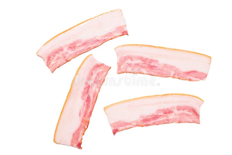 Raw Bacon Slices Isolated on a White Background Stock Image - Image of ...