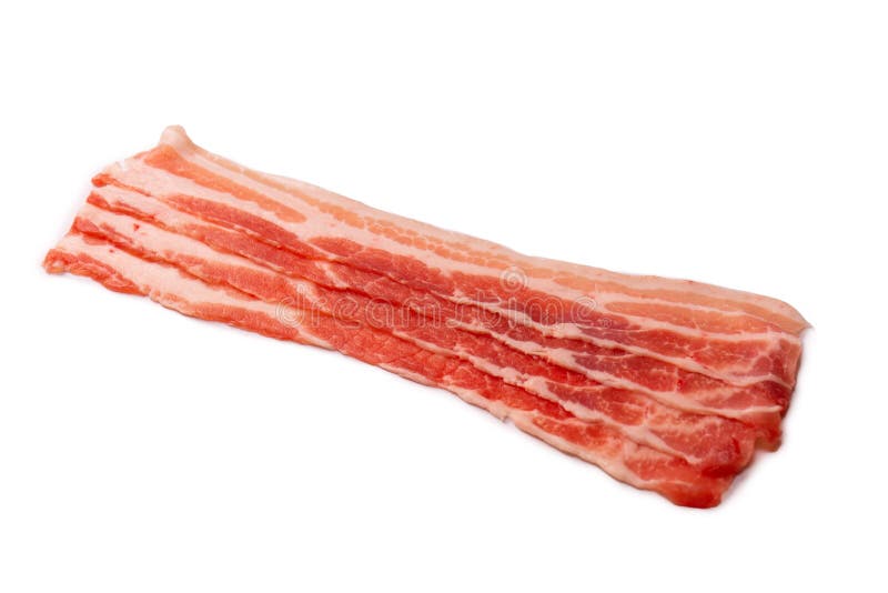 Raw Bacon Slices Isolated on a White Background Stock Image - Image of ...