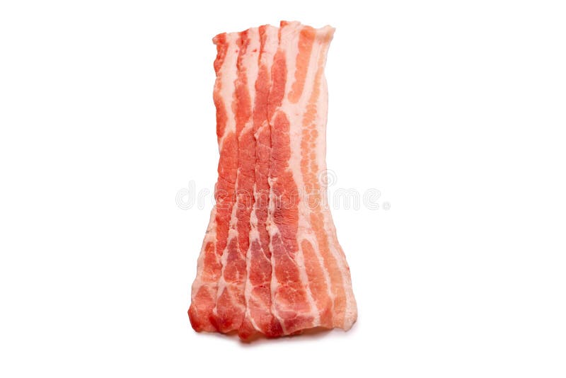 Raw Bacon Slices Isolated on a White Background Stock Photo - Image of ...