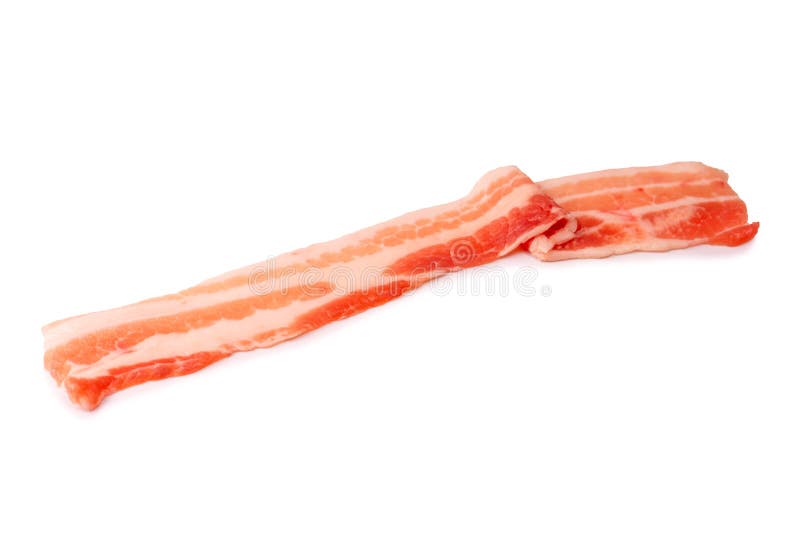 Raw Bacon Slices Isolated on a White Background Stock Photo - Image of ...