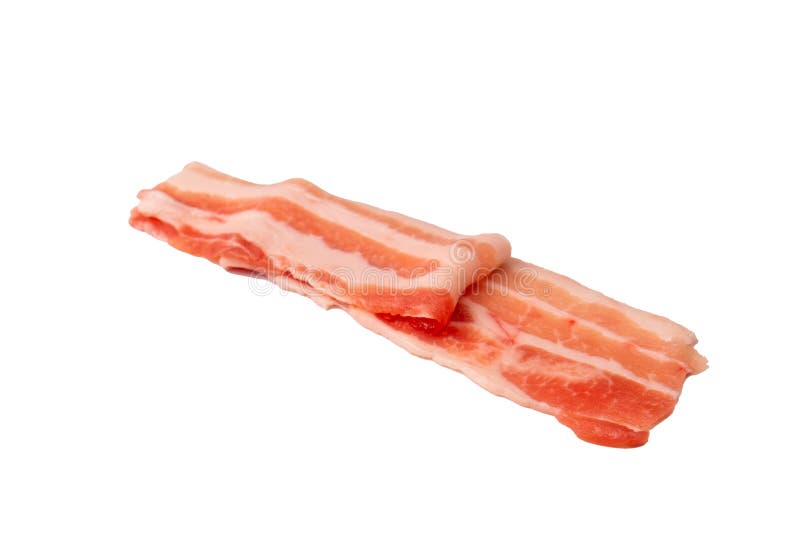 Raw Bacon Slices Isolated on a White Background Stock Photo - Image of ...