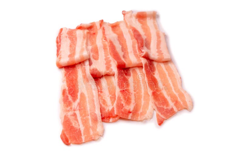 Raw Bacon Slices Isolated on a White Background Stock Photo - Image of ...