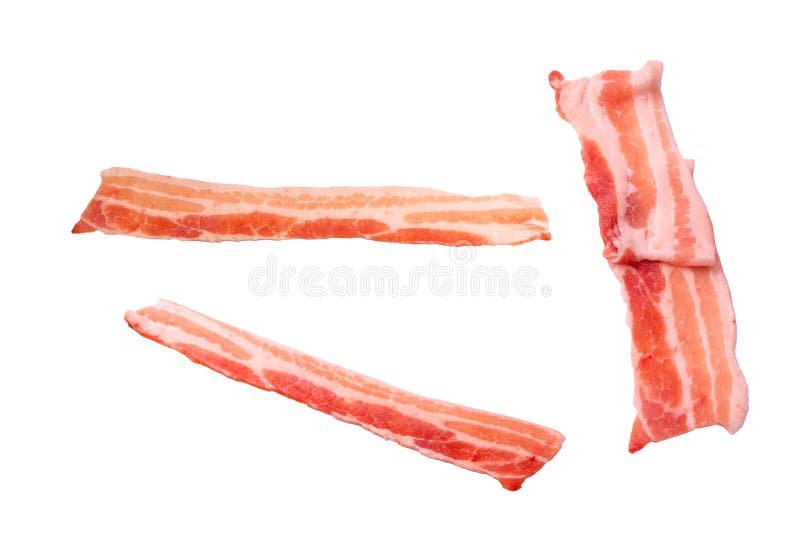 Raw Bacon Slices Isolated on a White Background Stock Image - Image of ...