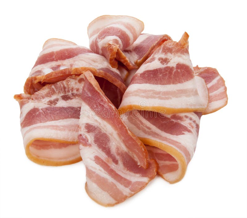 Raw Bacon on White Background Stock Photo - Image of meat, fresh: 50981826