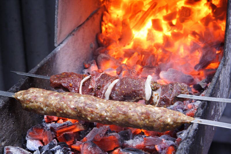 Raw barbeque stock image. Image of pork, skewer, roast - 7617339