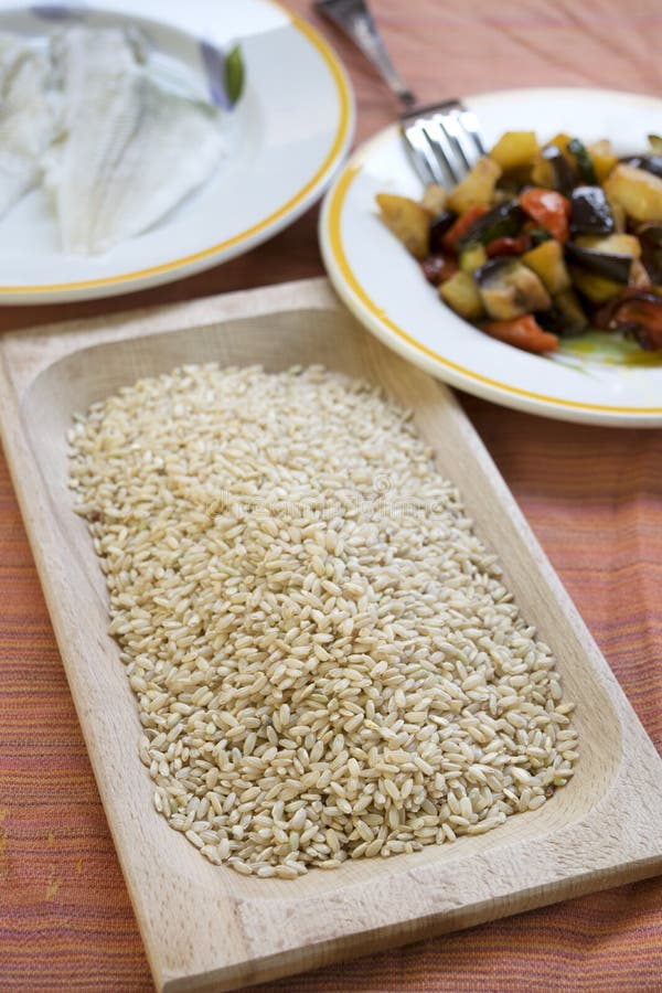 Raw Barley with Assorted Steamed Vegetables Stock Image - Image of ...