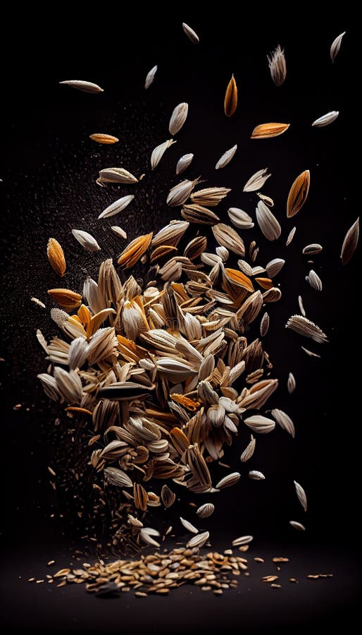 Raw Barley Seeds Creatively Falling-Dripping Flying or Splashing on ...