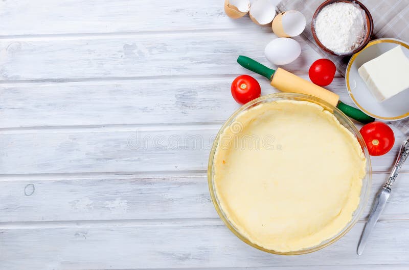 Raw Base of Pastry for Baking in a Baking Dish Stock Image - Image of ...