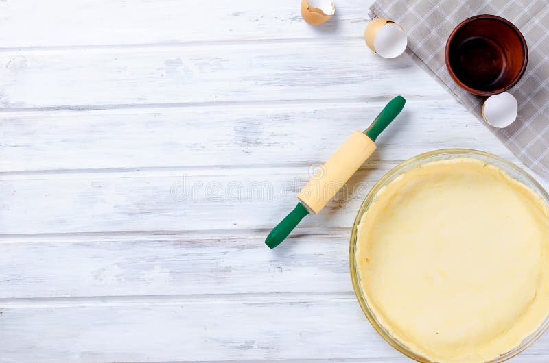Raw Base of Pastry for Baking in a Baking Dish Stock Image - Image of ...