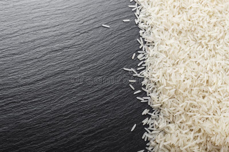 Raw Rice Scattered on a Black Background Stock Image - Image of nature ...