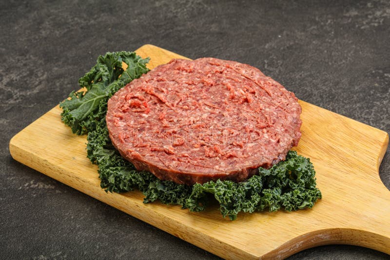Raw Beef Burger Cutlet for Burger Stock Photo - Image of table, black ...