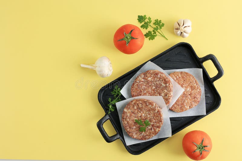 Raw Beef Burger Patty stock photo. Image of preparation - 309609574