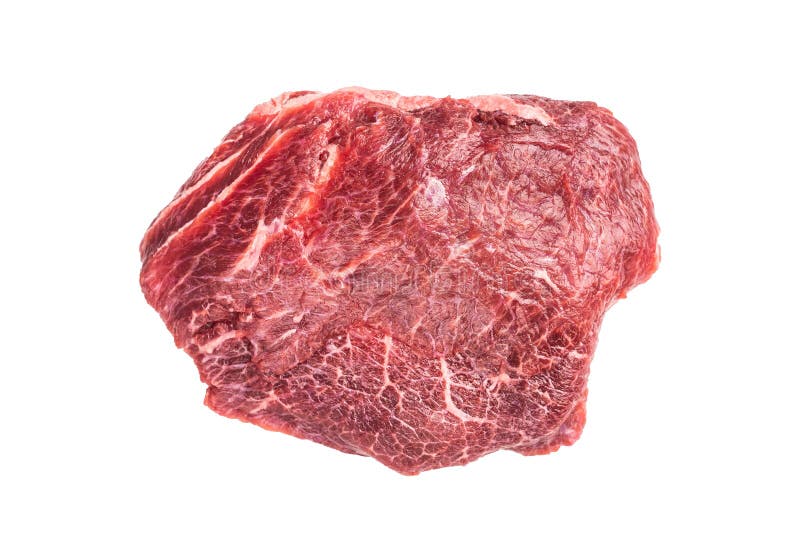 Raw Beef Cheeks, Fresh Veal Meat Isolated on White Background. Top View ...