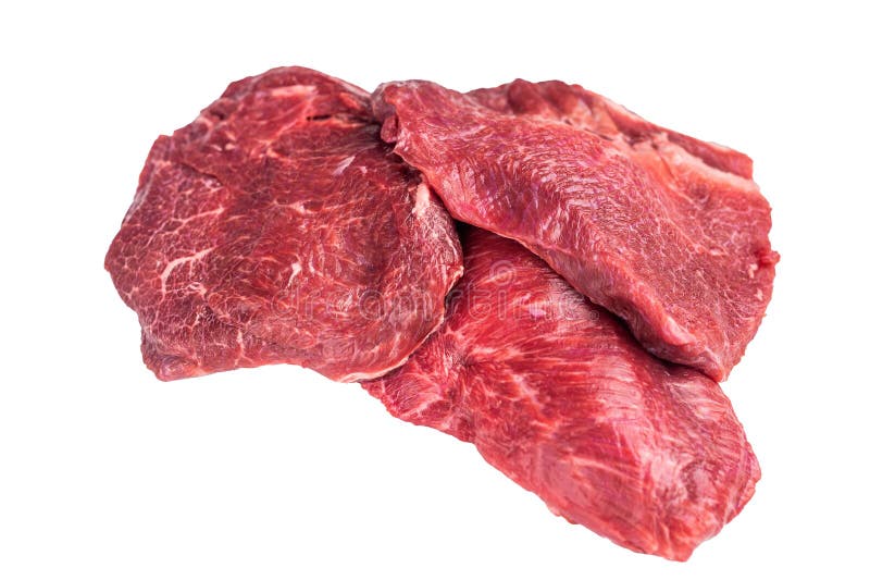 Raw Beef Cheeks, Fresh Veal Meat Isolated on White Background. Top View ...