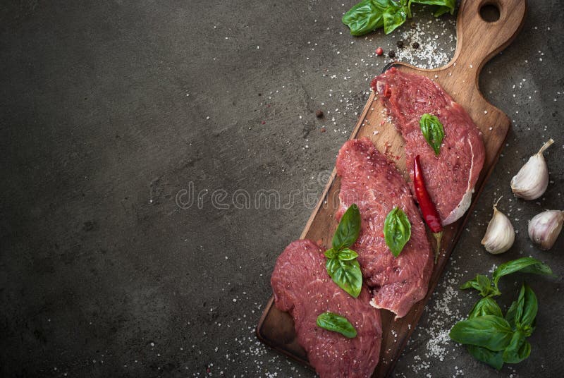 Raw beef chop stock photo. Image of fillet, closeup, copy - 77273074