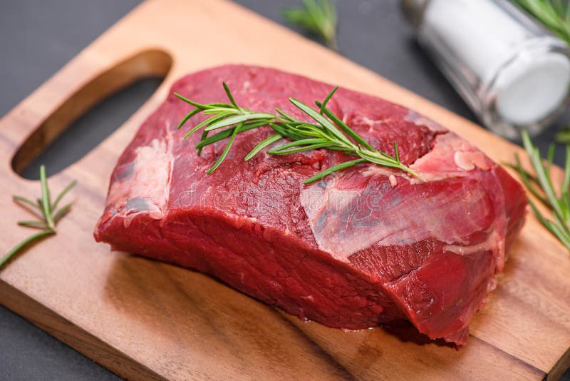 Raw Beef Cooking with Ingredients. Top View with Copy Space Stock Photo ...
